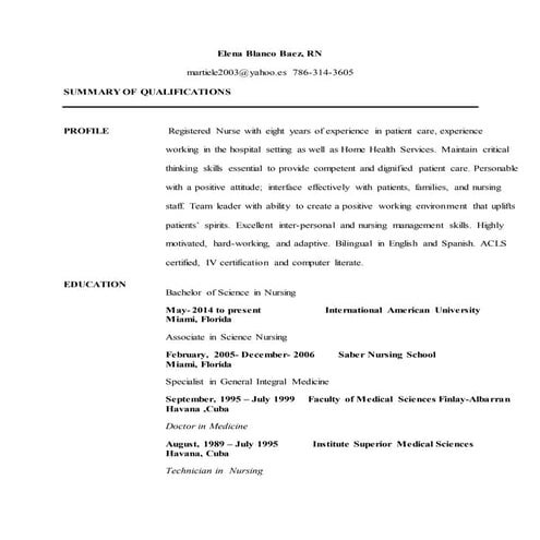 Resume Actualizado Elena Blanco Baez | DOCX