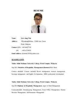 Resume- Chua Jia Jie doc | PDF