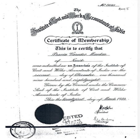 ICWAI Certificate of Membership | PDF