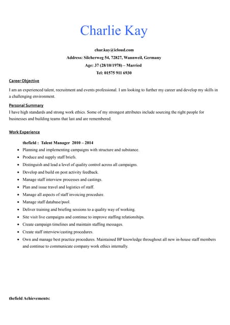 Francesca Harwood CV | PDF