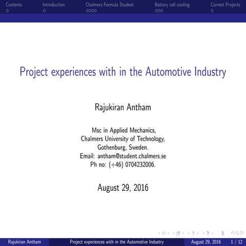 Project experience in Automotive Industry | PPT