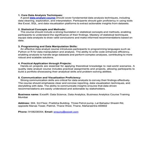 DA.pptx excelr data analyst course thane | PPTX