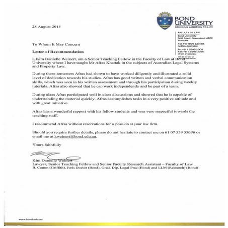 Reference Letter From Kim Weinert | PDF