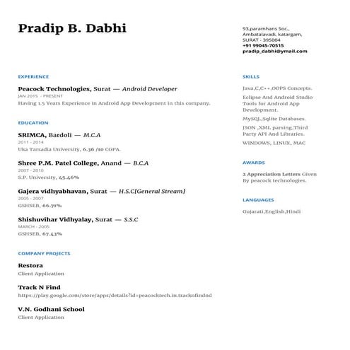 Dabhi_Resume | PDF | Computer Software and Applications | Computing