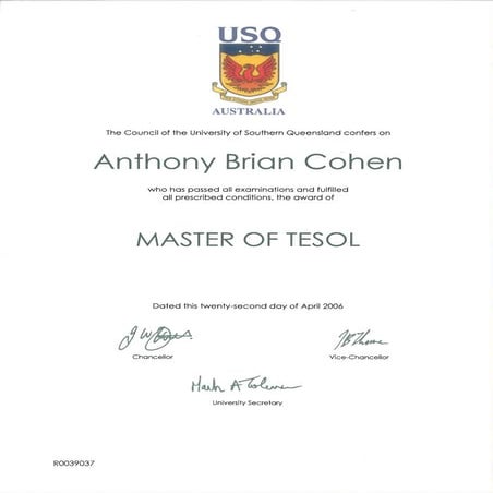 USQ Masters Testamur | PDF