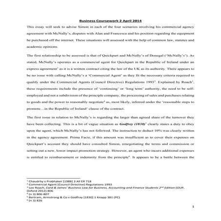 2nd Year Business Law Coursework | PDF