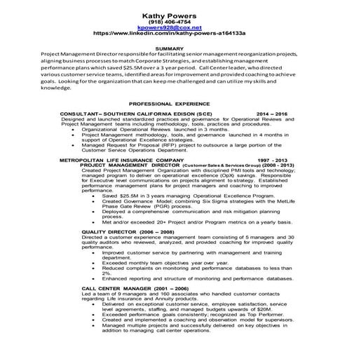 Kathy Powers Resume 102016 | PDF