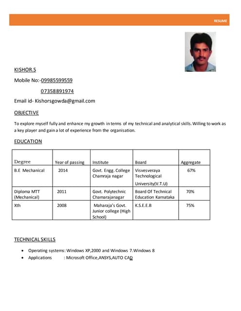 SIMPLE RESUME FORMAT | DOCX