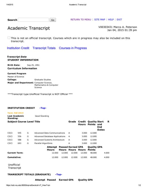 Unofficial Transcript | DOCX