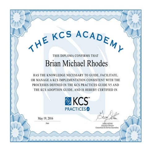 KCS Certificate | PPT