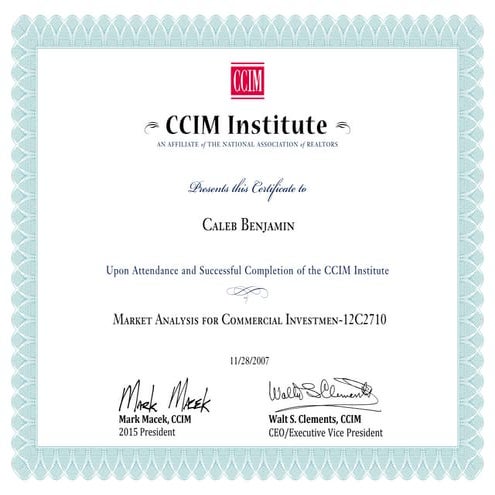 CCIM Cert Market Analysis | PPT