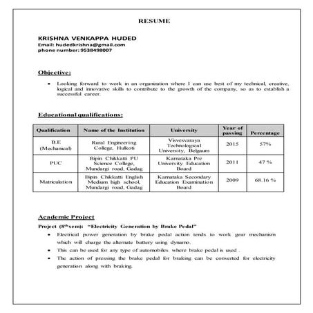 resume krishna v h | PDF