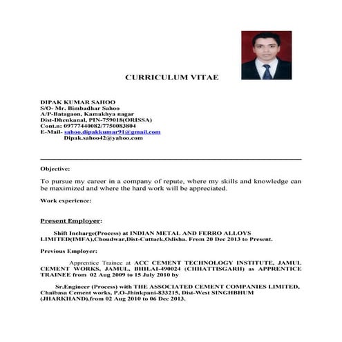 DIPAK_KUMAR_SAHOO_bio_data | DOC