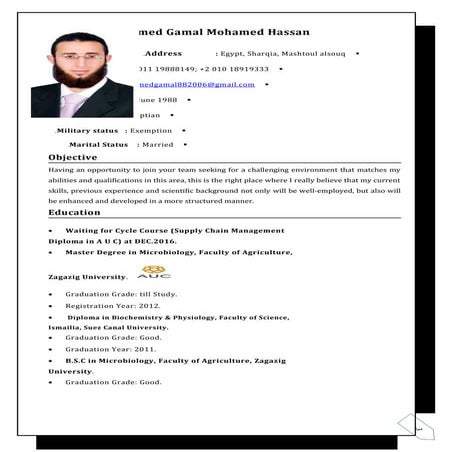 Ahmed Gamal_New CV | DOC | Graduation | Personal Celebrations & Life Events