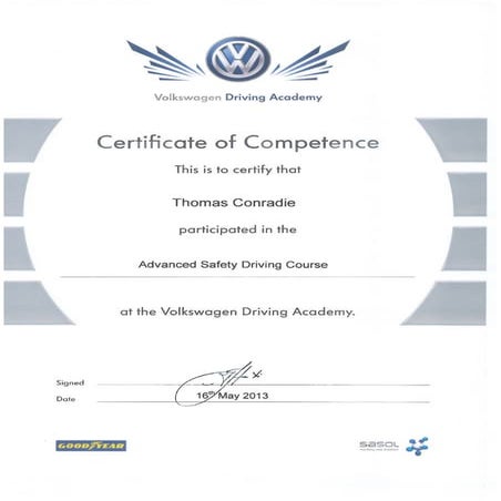 Advance Driving Certificate | PDF