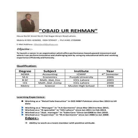 Muhammad Abid Khan CV | DOCX