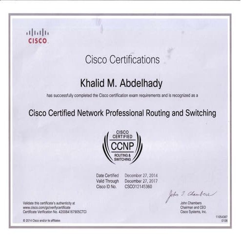 CCNP certificate 1 | PDF