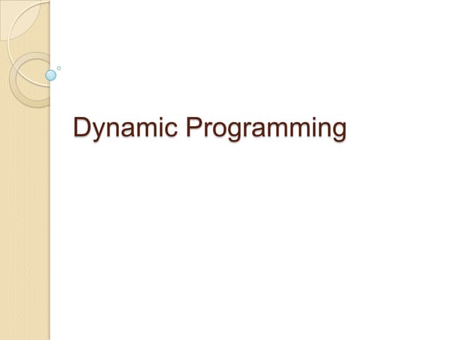 Dynamic Programming Fundamentals Review