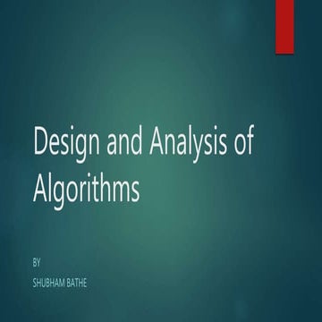 Introduction to Design and Analysis of Algorithm | PPT