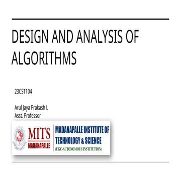 Design and Analysis of Algorithm from JNTUA | PPTX