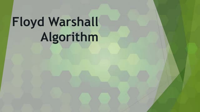 Daa Floyd Warshall Algorithmpptx