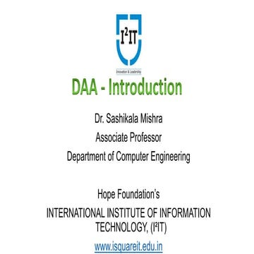 DAA Introduction to Algorithms & Application | PPTX