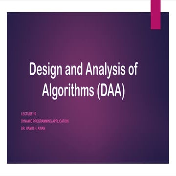 Design And Analysis Of Algorithm Lecture Pptx