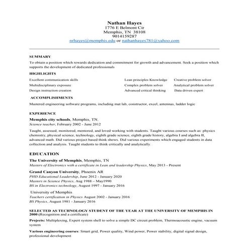 Nathan Hayes resume | PDF