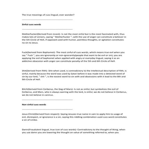 Meaning of cuss words | RTF