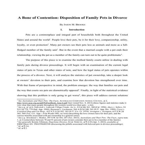 A Bone of Contention - Disposition of Family Pets In Divorce | DOC