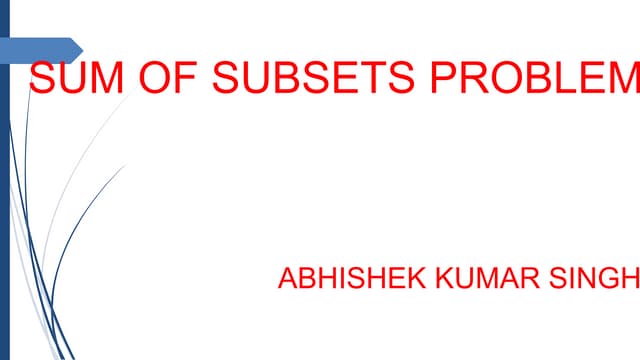 Sum Of Subset Problem Using Backtracking Ppt