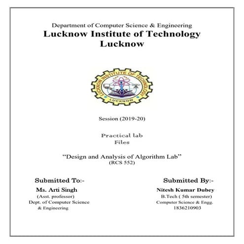 Design And Analysis Of Algorithm Lab Files Pdf