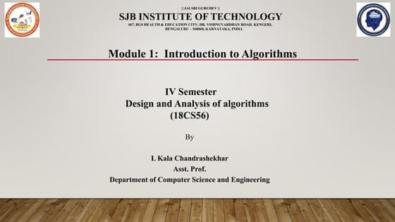 Algorithms Analysis & Design - Lecture 1 | PDF