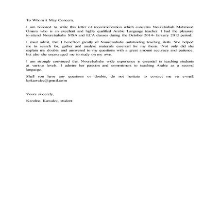 Recommendation Letter for Nour | DOC