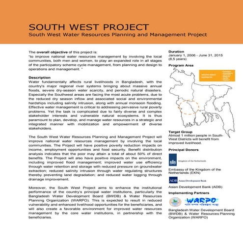 South West Project Fact Sheet | PDF