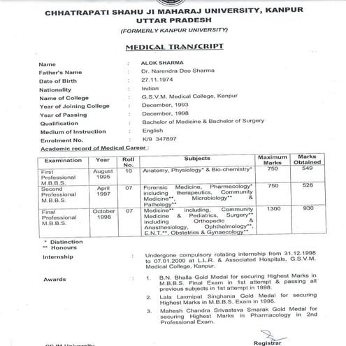 MBBS Transcript | PDF
