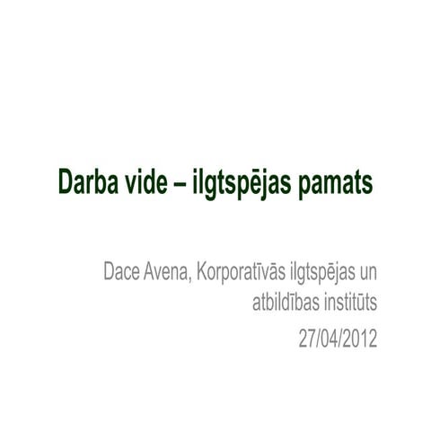 Darba vide - ilgtspējas pamats | PDF