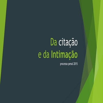 Da citação e intimação processo penal | PPT