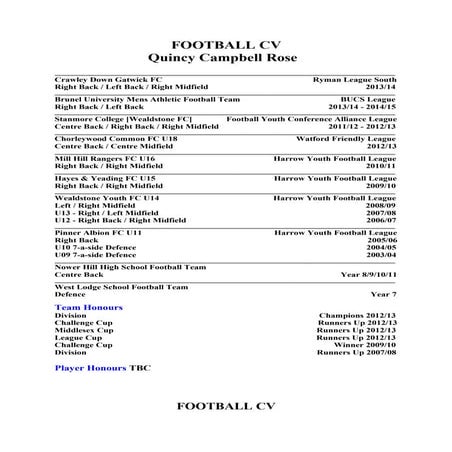 FOOTBALL CV | PDF
