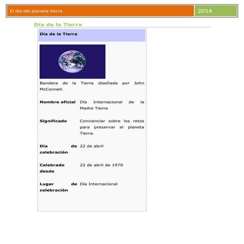 Dia del planeta tierra | DOCX