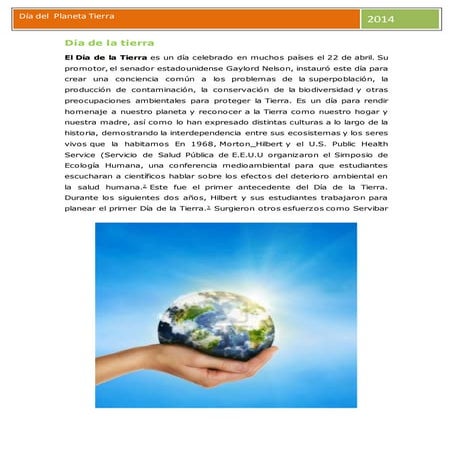 Día de la tierra | DOCX | Environment | Science