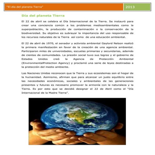 Día del planeta tierra | DOCX