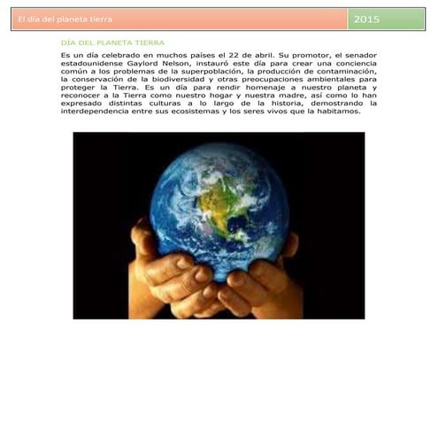 Dia del planeta tierra | DOCX