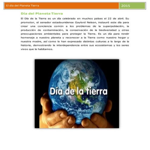 Día del planeta tierra | DOCX
