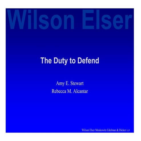 The Duty To Defend (April 2008) | PDF