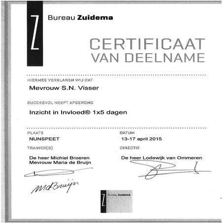 Certificaat Inzicht in Invloed | PDF