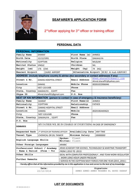 APPLICATION FORM MARINA CREWING AGENCY | PDF