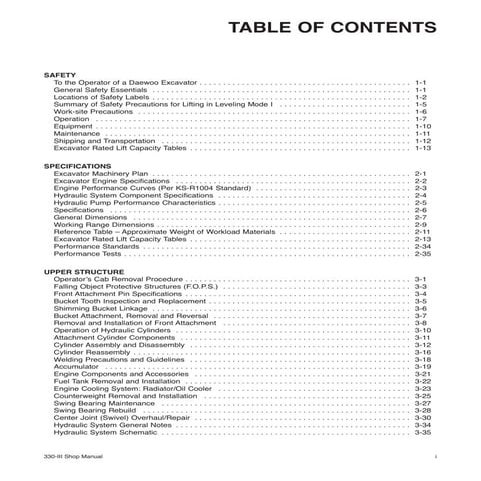 Daewoo Doosan 330-III Excavator Service Repair Manual.pdf