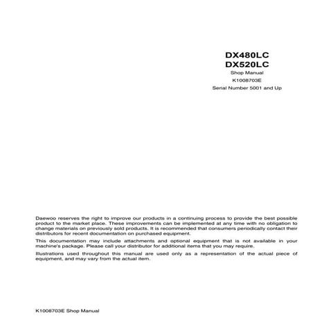 Daewoo doosan dx520 lc excavator service repair manual | PDF