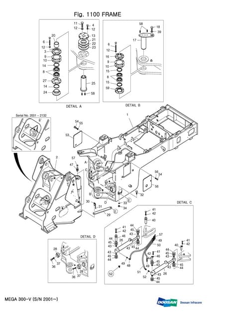 Daewoo doosan mega 300 v 300 v wheel loader parts catalogue manual (sn ...